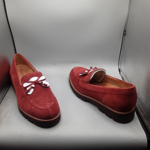 Vionic Finley Loafers Women's 7.5W Red Syrah Suede Slip-on Bow A208 | eBay
