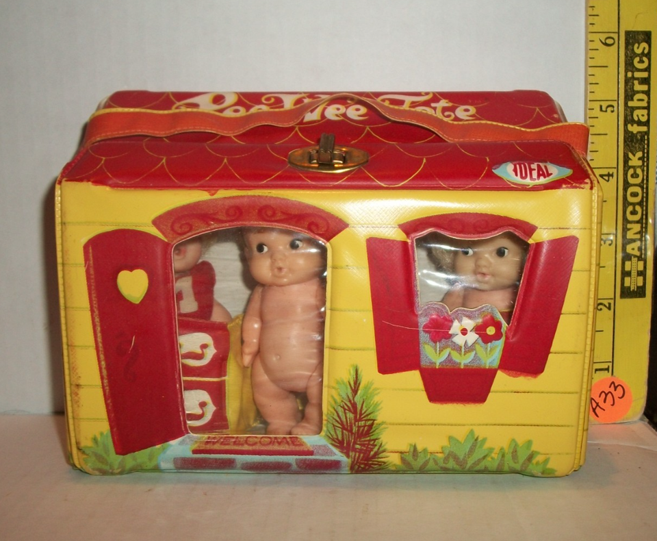 VINTAGE IDEAL UNEEDA PEE WEE TOTE CARRIER CASE WITH 3 DOLLS 1966 A33 | eBay