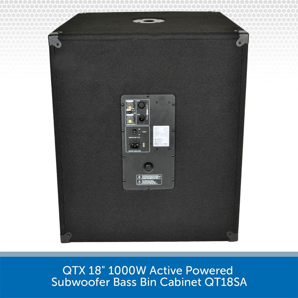 QTX 18" 1000W Active Powered Subwoofer Bass Bin Cabinet DJ Disco Club QT18SA | eBay UK