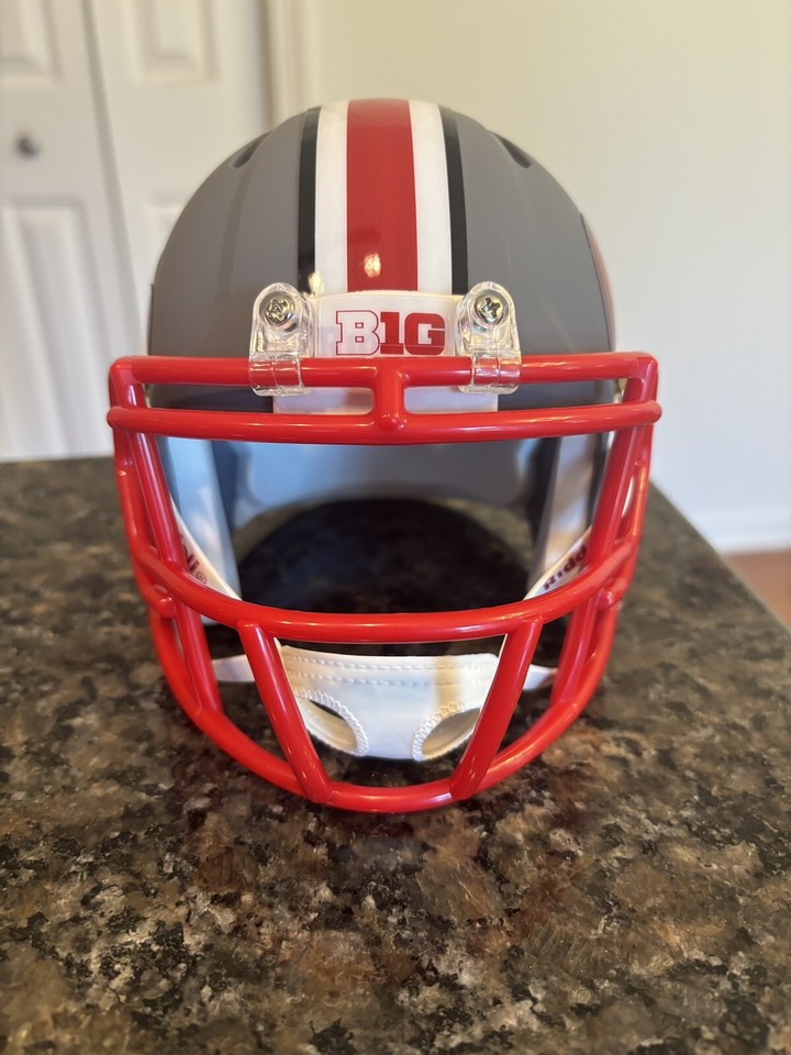 Ohio State Buckeyes Custom Matte Gray Script Ohio Mini Football Helmet ...