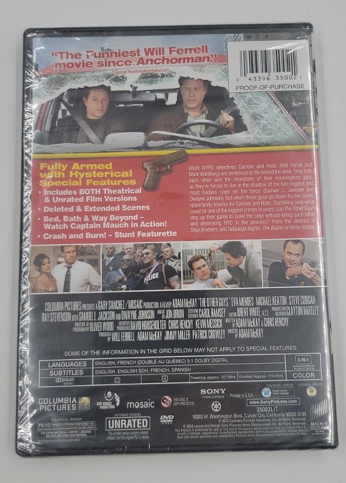 The Other Guys (DVD, 2010)Will Ferrell Mark Wahlberg Comedy Cop ...