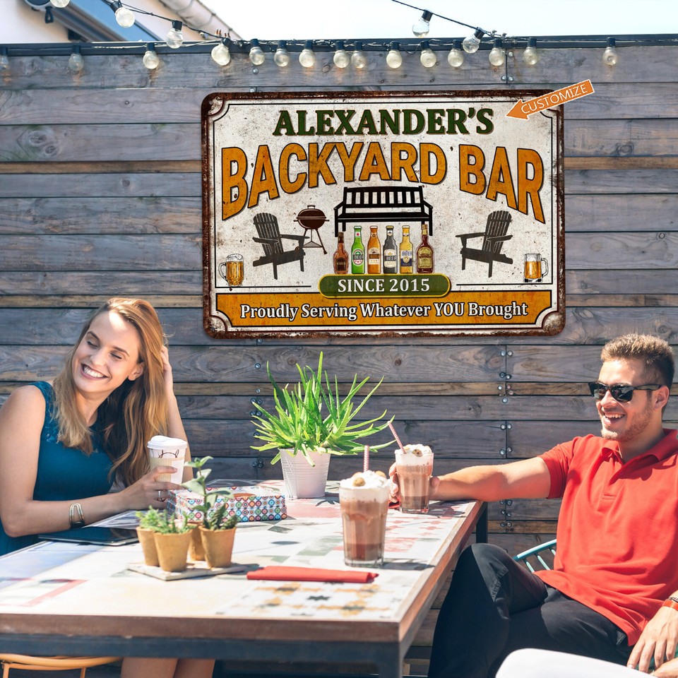 Custom Backyard Bar Sign Outdoor Bar Patio Decor Metal Beer Sign ...