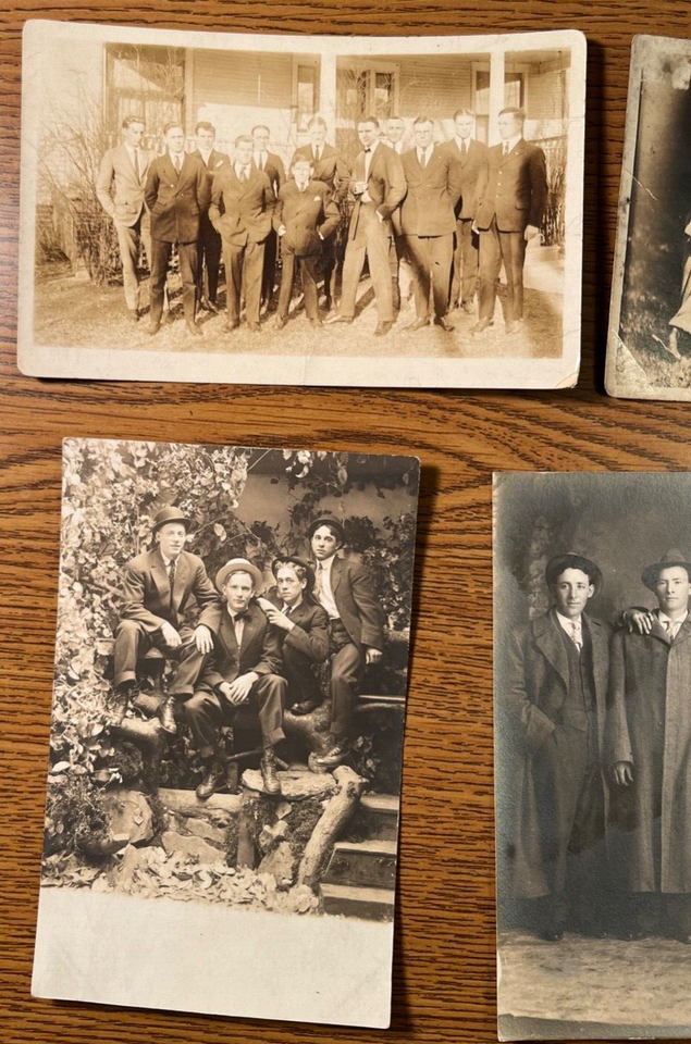 13 Antique Real Photo Postcards Groups Men Affectionate Poses Gay ...