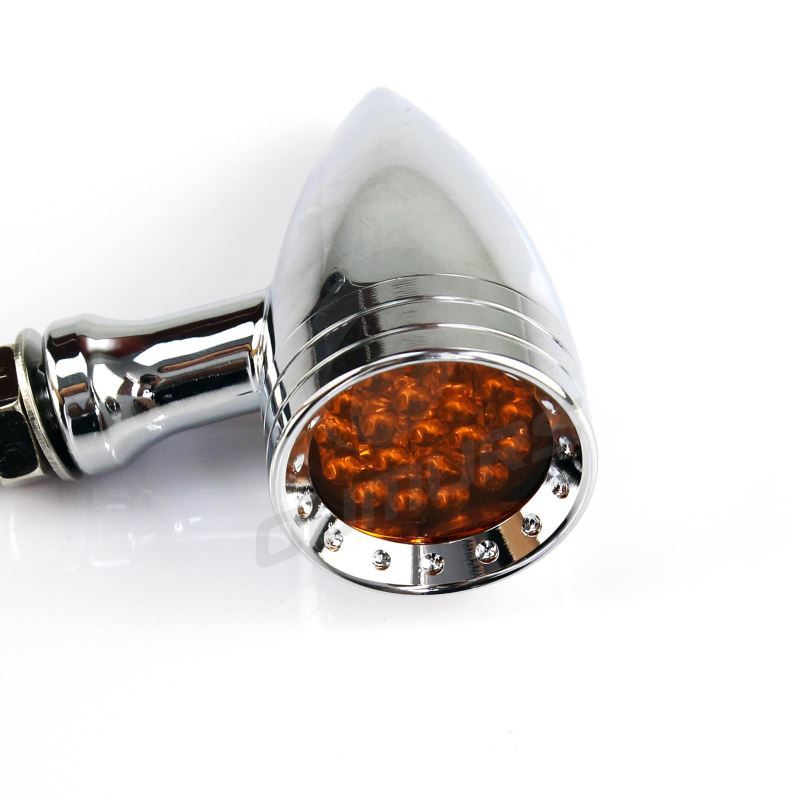 1Pair Motorcycle Bullet LED Turn Signal Chrome Light Indicator For ...