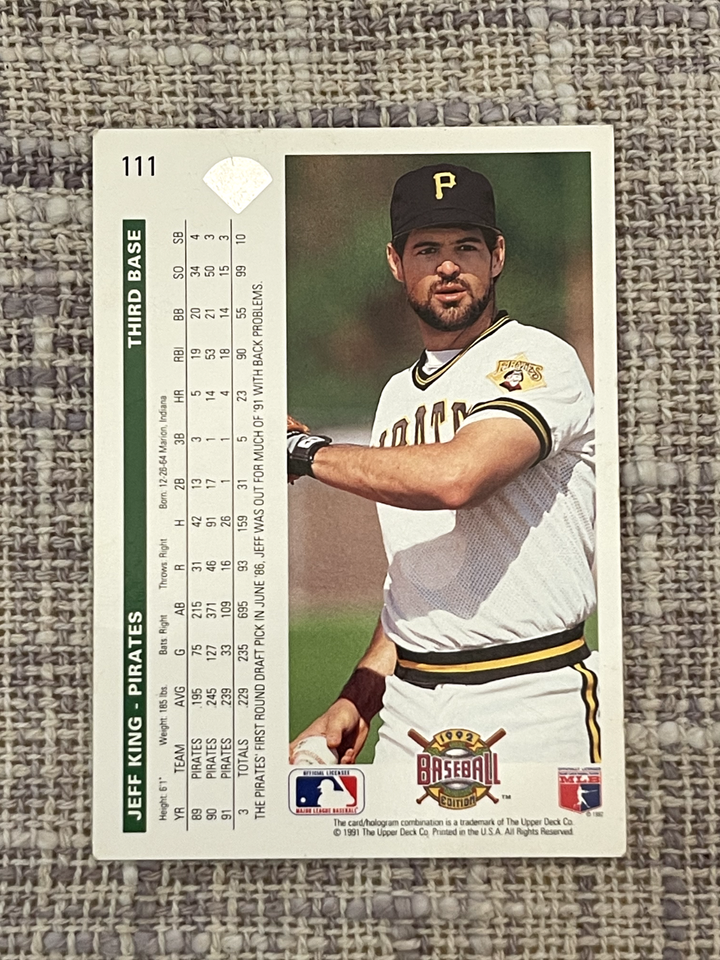 1992 Upper Deck #111 Jeff King Pittsburgh Pirates Baseball Card | eBay