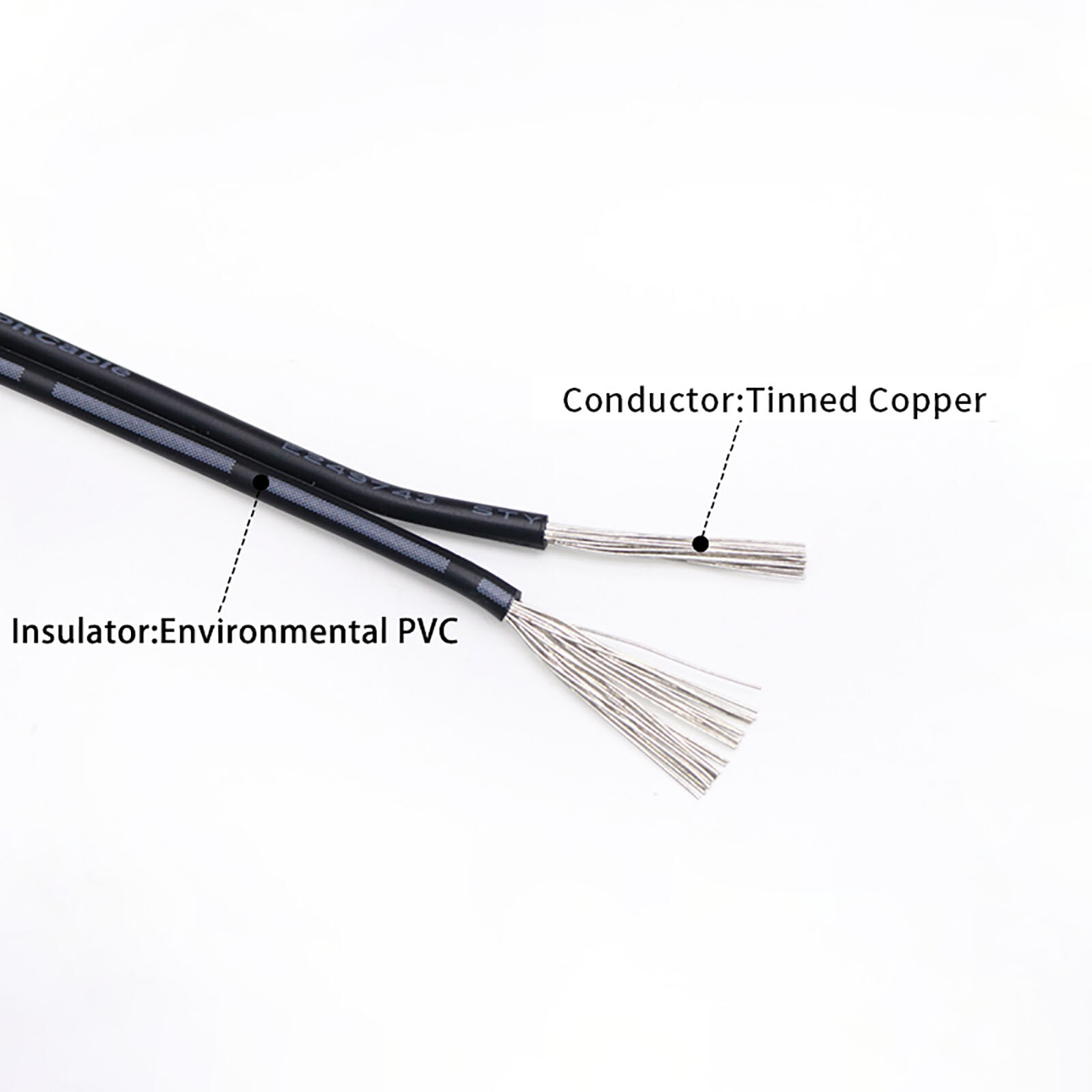 UL2468 2 Core Cable 16-28AWG Flat Ribbon Red & Black Stranded ...