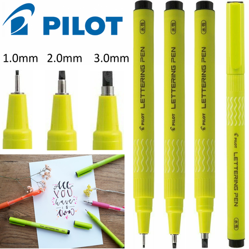 Pilot Lettering Pen Black Felt Fibre Pen for Calligraphy 1.0mm 2.0mm 3 ...