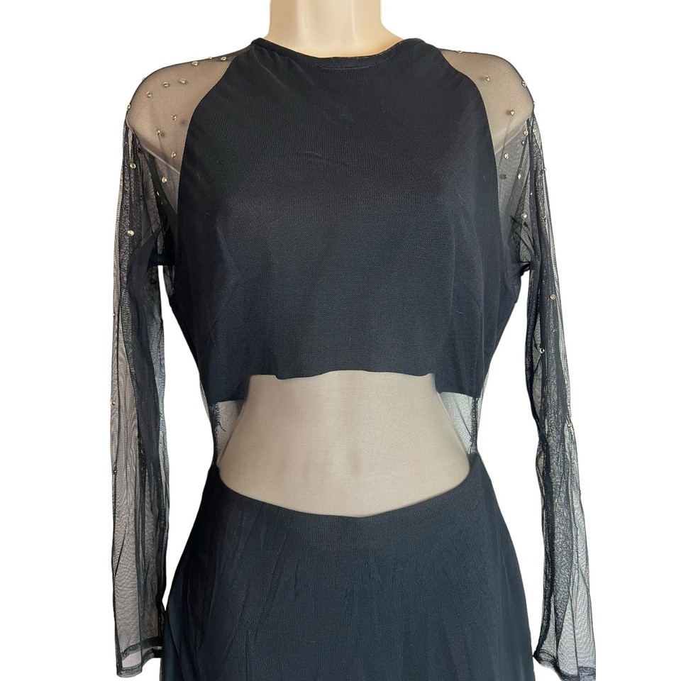 Susan Roselli Vijack Black Illusion Sheer Dress Studded Goth Vamp Punk ...