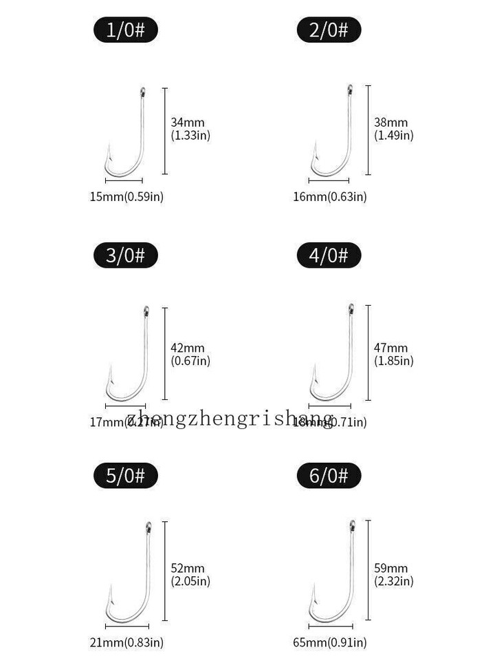 50pcs Stainless Steel Fishing Hooks O'Shaughnessy Forged Long Shank J ...