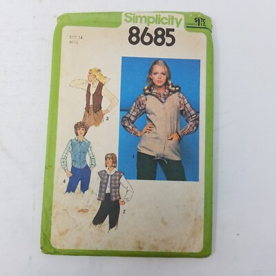Vintage Simplicity 8685 Drawstring Button Vests Sewing Pattern 1970s ...
