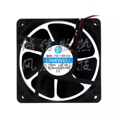 LINKWELL F2E-120B-024 12038 DC24V 0.35A 12CM 2-Wire Silent Cooling Fan ...