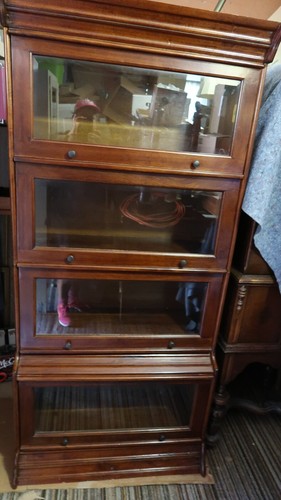 BARRISTER "LAWYER BOOKCASE" 5 STACK MAHOGANY WOOD W/BEVELED GLASS VERY ...