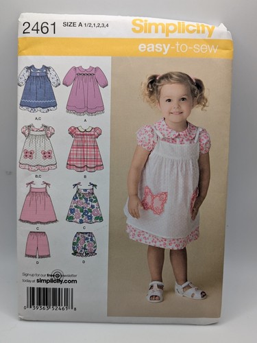 Simplicity 2461 Easy-to-Sew Child's Dress, Pinafore & Shorts Pattern ...