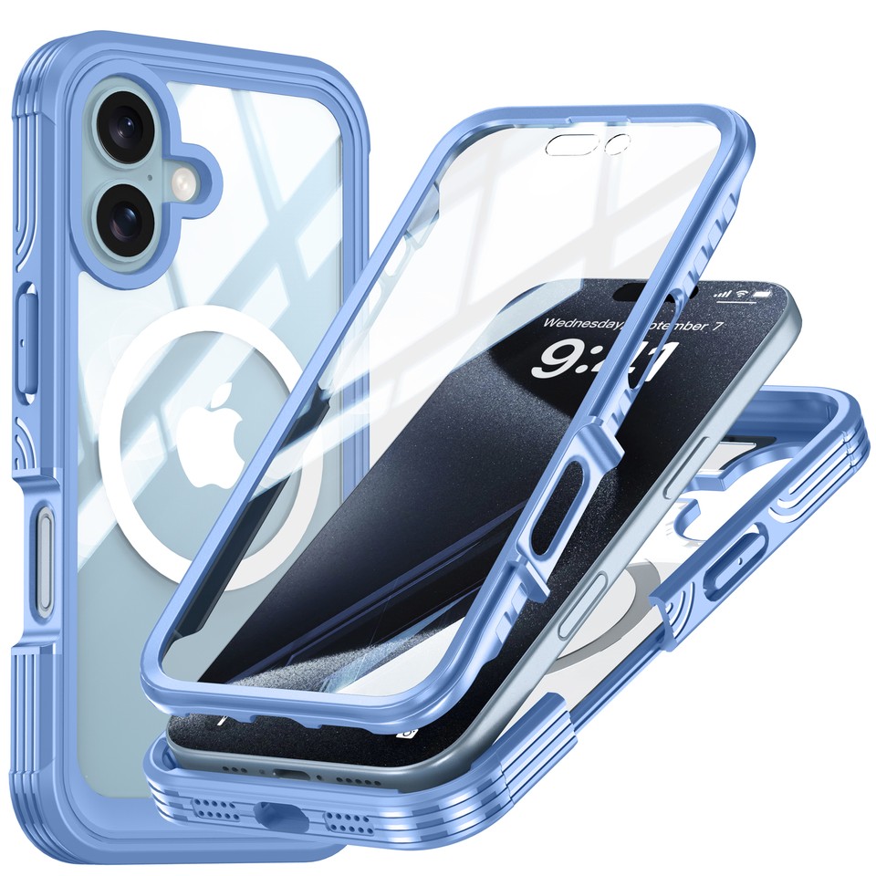 For iPhone 17 16 Pro Max 16e Full Body Clear Mag Safe Case with Screen ...