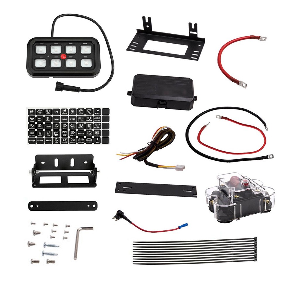 8 Gang ON-OFF Rocker Push Switch Panel Green for off-road truck UTV ATV ...