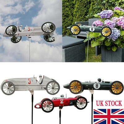 Garden Racer Wind Spinner Pinwheel 3D Decor Metal Car Windmill Outdoor ...