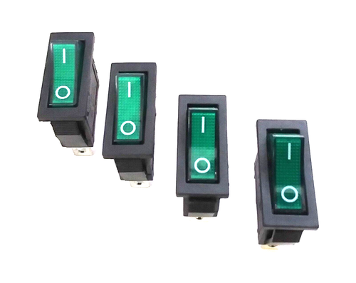 4 Marine Grade BBT 12 volt Lighted Green on/off Snap-In Rocker Switches ...