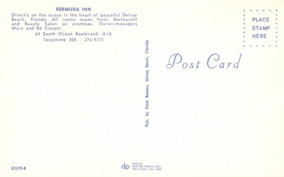 Postcard FL Delray Beach Florida Bermuda Inn Unposted Chrome Vintage PC G717 | eBay