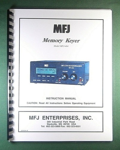 MFJ 464 Memory Keyer Instruction Manual: w/Clear Protective Covers! | eBay