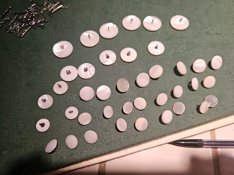 Set of 39 - Beautiful mother of pearl metal shank buttons With Shank ...