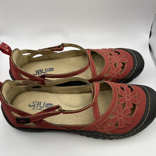 JBU JAMBU Red Wildflower Mary Jane Shoes Women 10M Memory Foam Comfort ...
