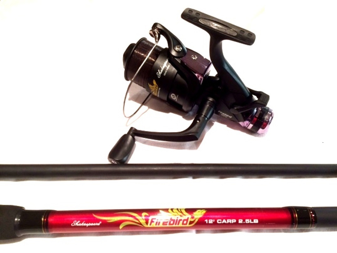 Shakespeare Firebird Carbon Carp Fishing Rod with Freespool Carp Reel ...