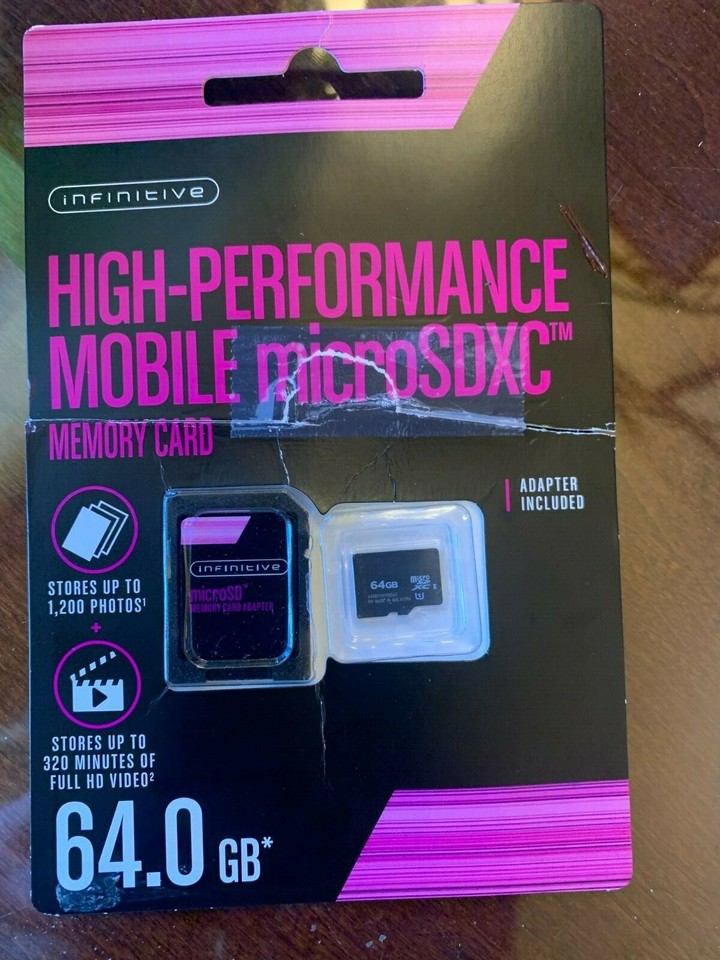 Infinitive High-Performance Micro SDXC Memory Card 64GB w/ SD Card ...