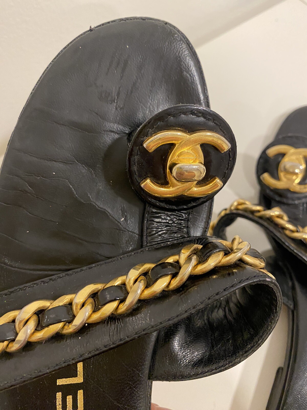 Authentic CHANEL Sandals Coco mark Turn lock Chain sh… - Gem