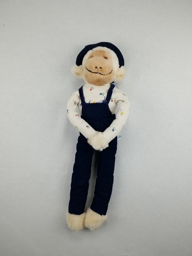 Pappagallo Plush Monkey Knee Hugging Stuffed Toy Corduroy Blue Hat ...