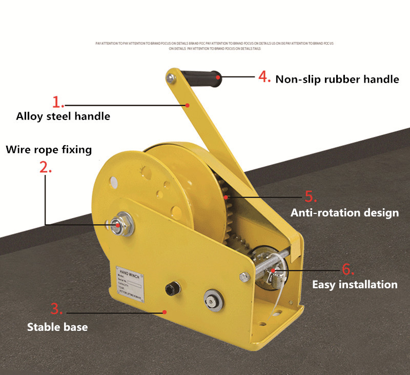 Self-locking hand winch Boat windlass truck auto manual lifting hoist ...