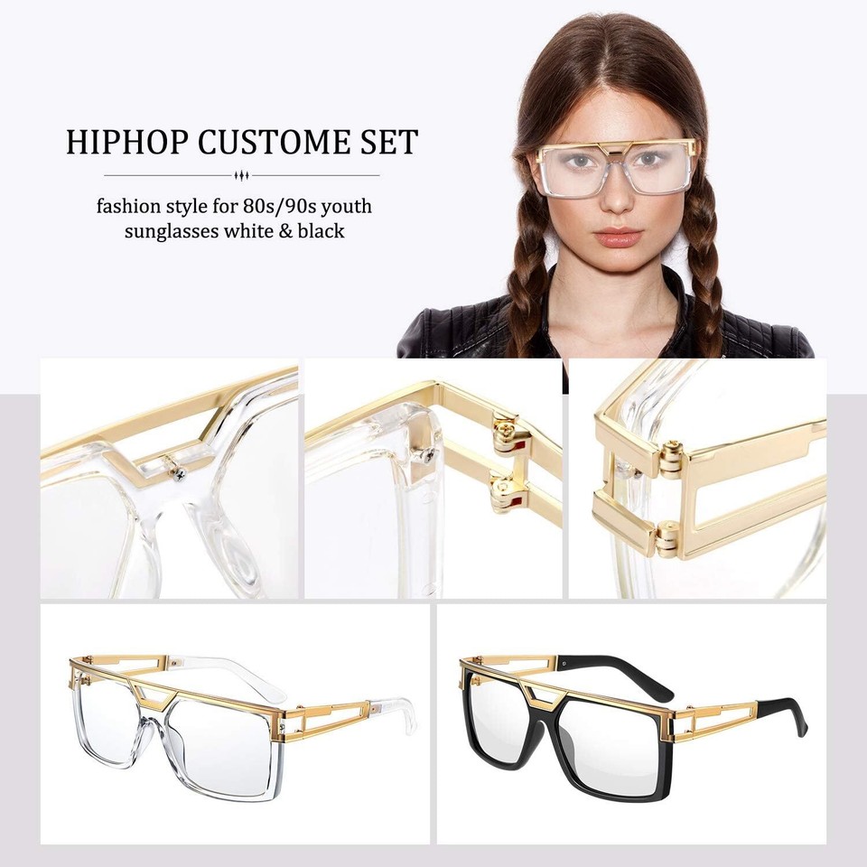 80s 90s Sunglasses Vintage Rapper DJ Hip Hop Glasses Retro Old School ...