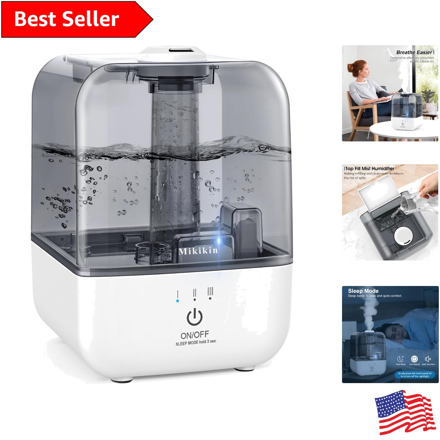 Auto Shut-Off Cool Mist Humidifier - Effortless Bedroom Oasis for ...