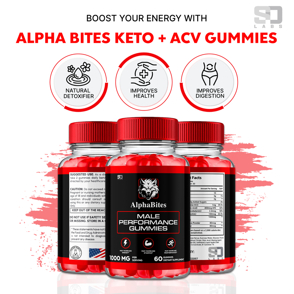 Alpha Bites Male Gummies for Men Performance Support Alphabites (60 ...