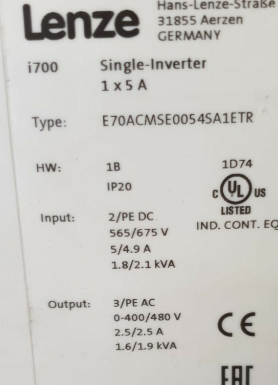 Lenze I700 E70ACMSE0054SA1ETR 1x5A | eBay