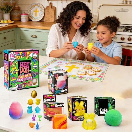 NeeDoh Easter Golden Egg Hunt Nee Doh – 10 Squishy Surprises Mystery ...