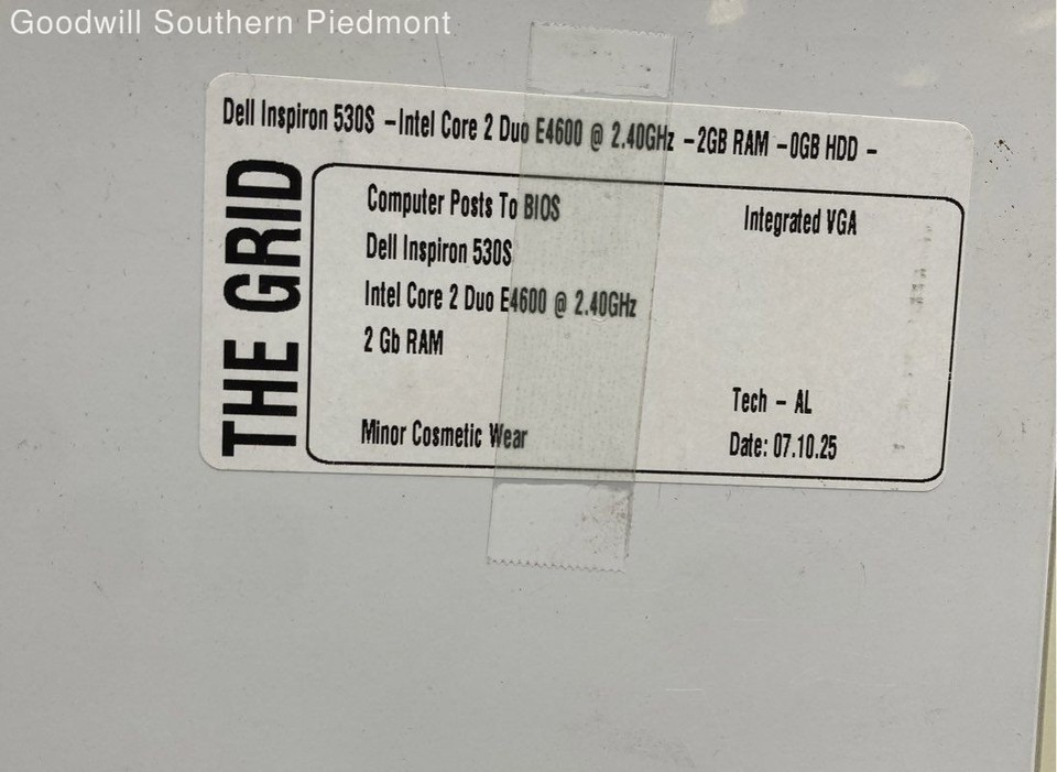 Dell Inspiron 530S Intel Core 2 Duo E4600 2.4 GHz 2 GB RAM No HDD ...