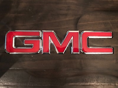 GMC OEM Front Grille Emblems Red & Black Chrome Sierra Yukon Savanna ...