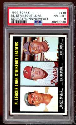 Jim Bunning /Bob Veale / Sandy Koufax 1967 Topps NL Strikeout Leaders ...