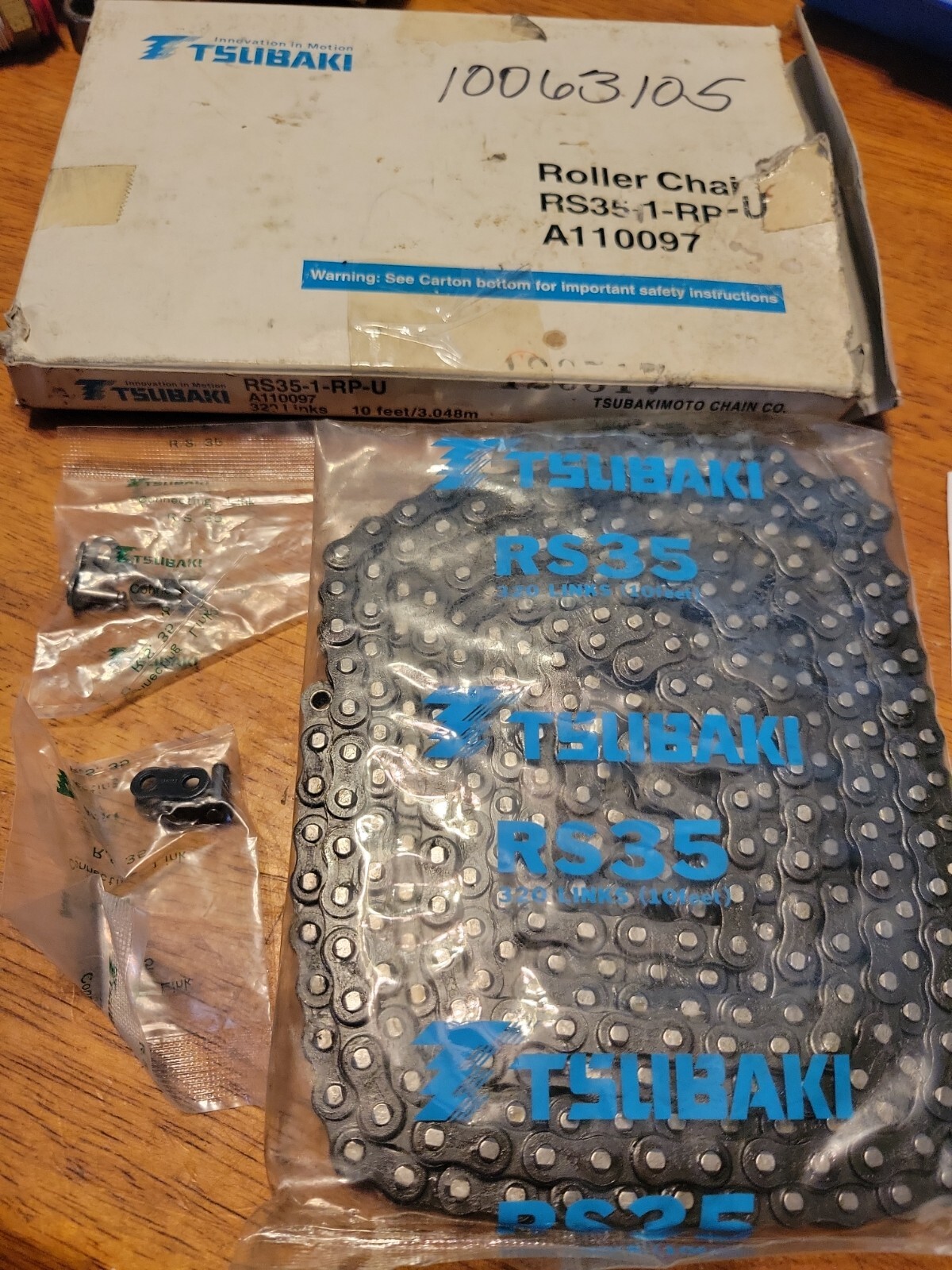 (5D8) US Tsubaki ROLLER CHAIN RS35-1-RP-U A110097 10' FT 320 Links NEW ...