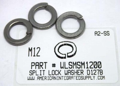 M12 SPLIT LOCK WASHER A2 STAINLESS STEEL 12.7mmIDx21.1mmOD 2.3mm-2.7mm ...