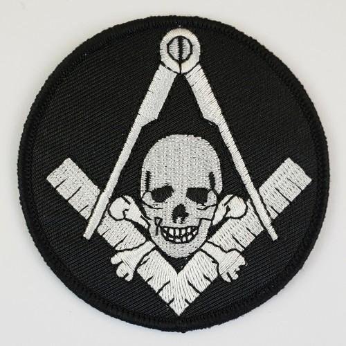 Mason Square & Compasses Widows Son Skull Patch Biker Freemason Black Silver | eBay