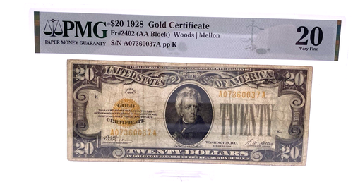 PMG 1928 $20 Very Fine 20 Gold Certificate. Lot.106 | eBay