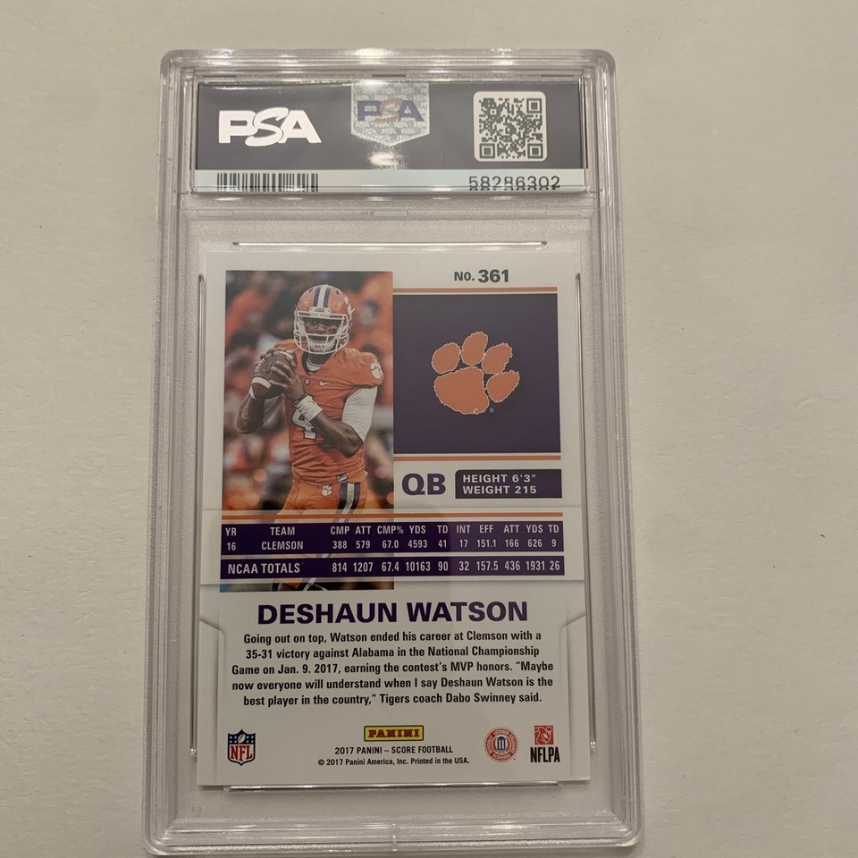 2017 Panini Score Deshaun Watson Clemson Tigers #361 PSA Graded Rookie ...