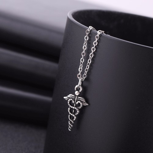 Caduceus Symbol Medicine Double Snakes Pendant Medical Sign Necklace ...