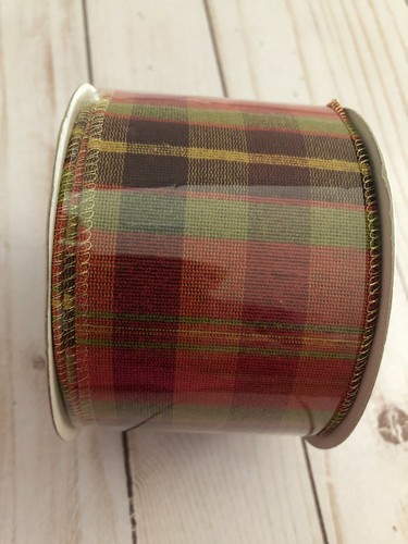 Orange Green Brown Red Tan Fall Plaid Wired Edge Ribbon 2.5" 10 Yard ...