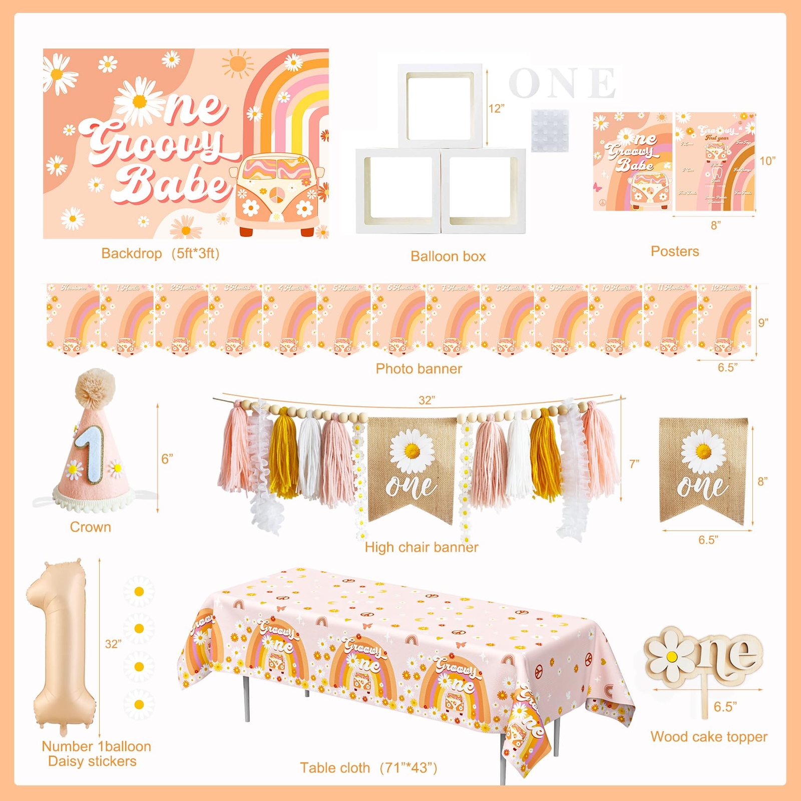 Groovy One Party Decorations Supplies, One Groovy Baby Birthday ...