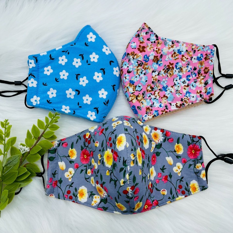 [3 PACK] Face Masks FASHION Polyester/Cotton Triple-Layer Washable - US ...