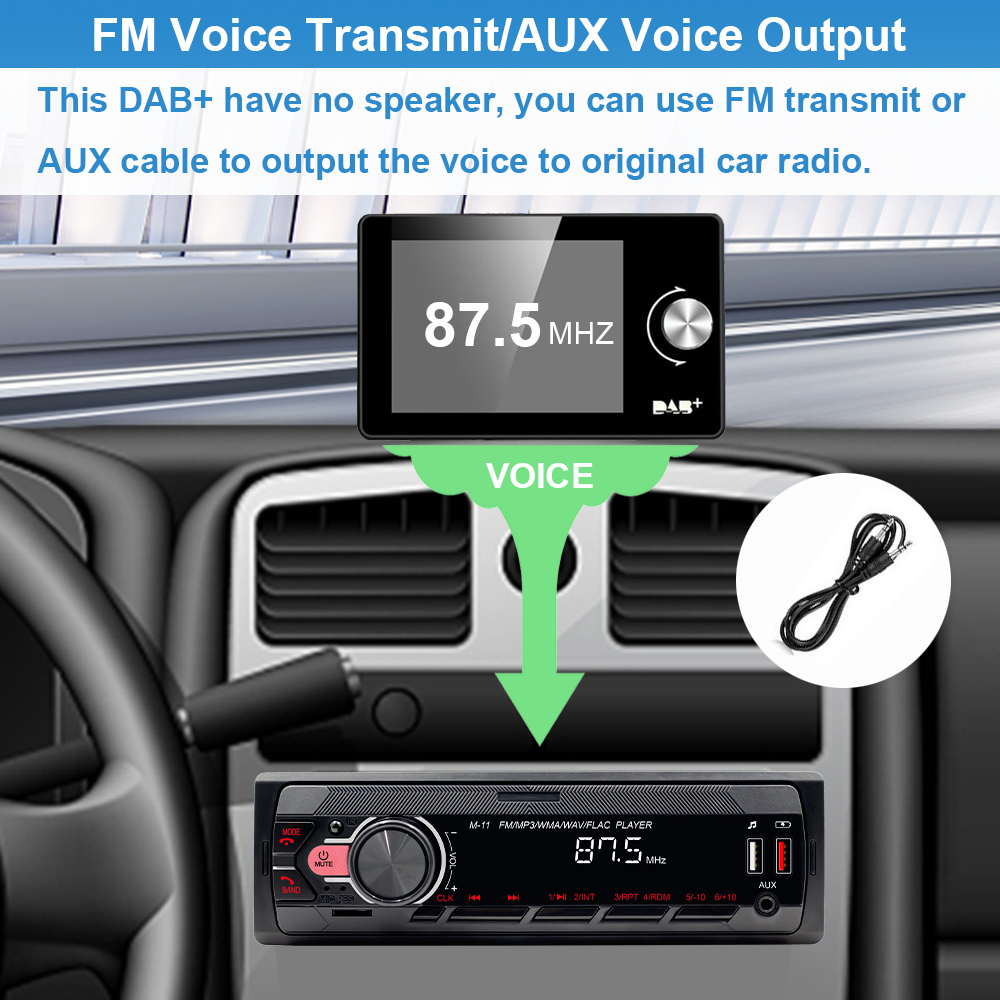 UK 2.8" USB DAB+ Car Digital Radio Adapter & FM Transmitter LCD AUX USB ...