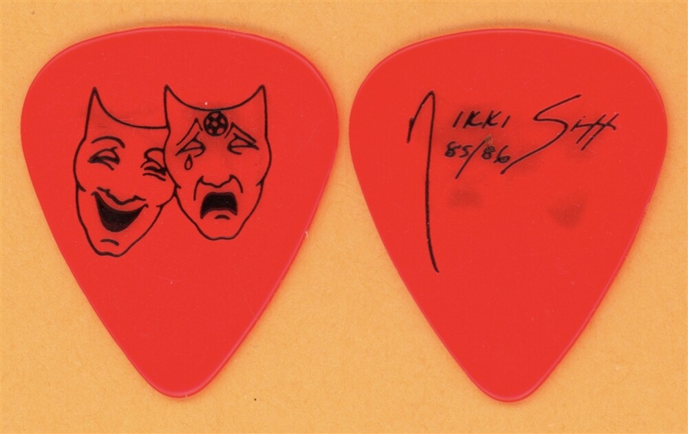 Motley Crue Nikki Sixx Black on Red Guitar Pick - 1985 Theater of Pain ...