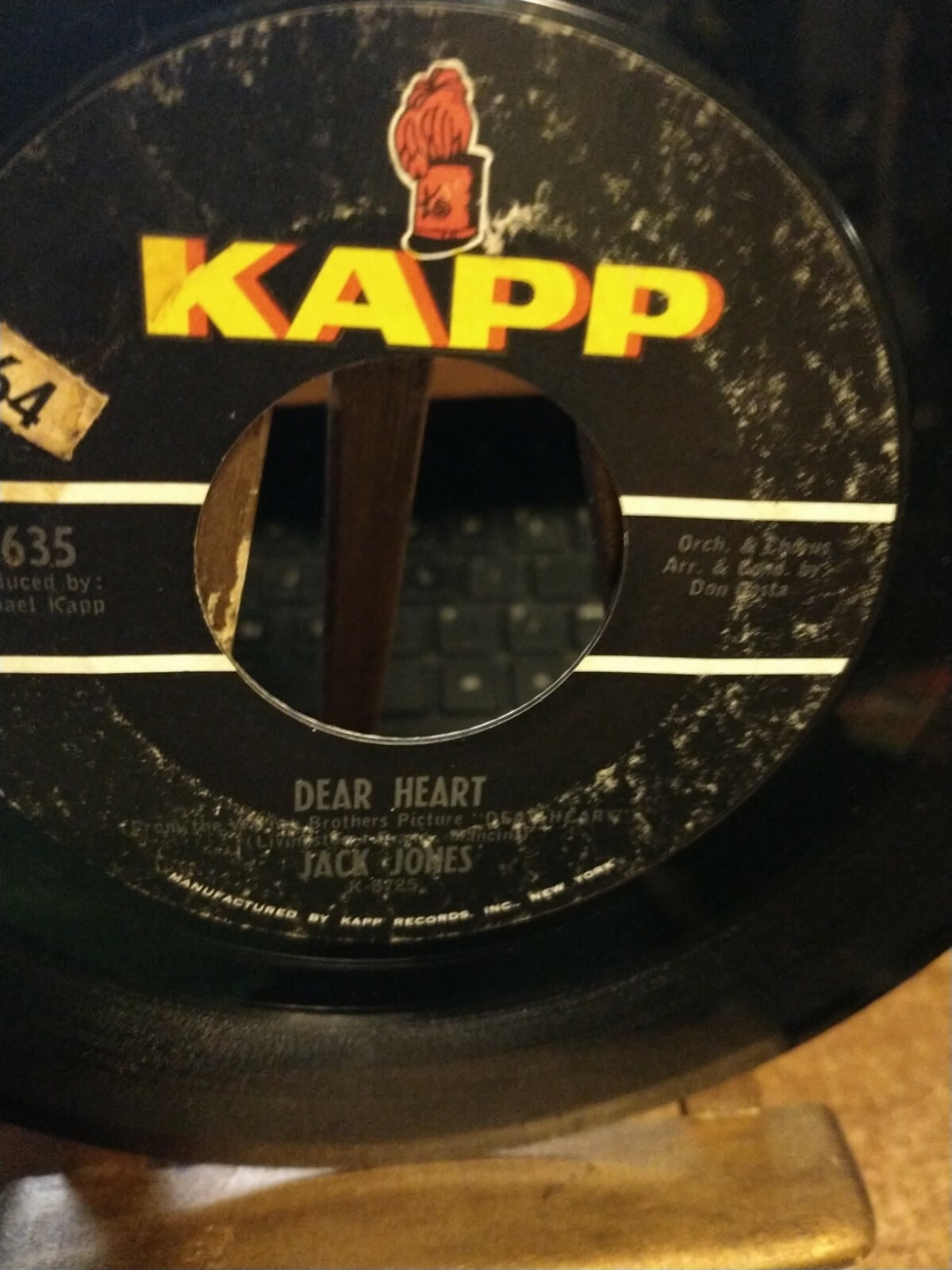 Jack Jones ‎– Dear Heart / Emily, Kapp K-635 45rpm,cleaned & tested vg ...